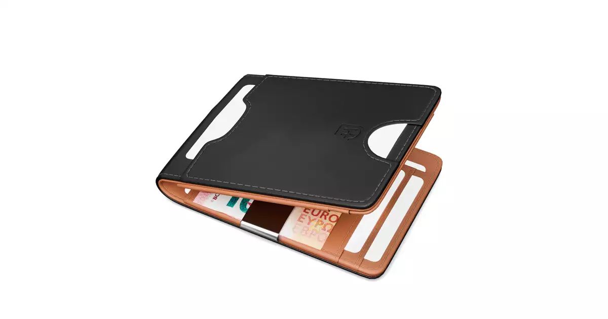 James Hawk Smart Wallet Black/Camel - Portfel w kolorze czarnym z ...