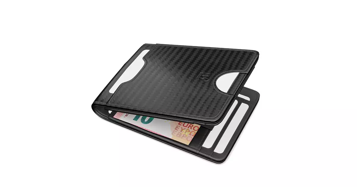 James Hawk Smart Wallet Carbon - Portfel w kolorze czarnym z gumką na ...